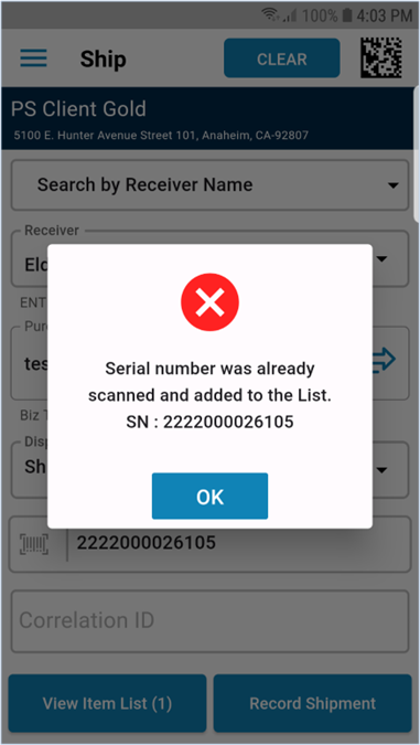 To ship serial numbers