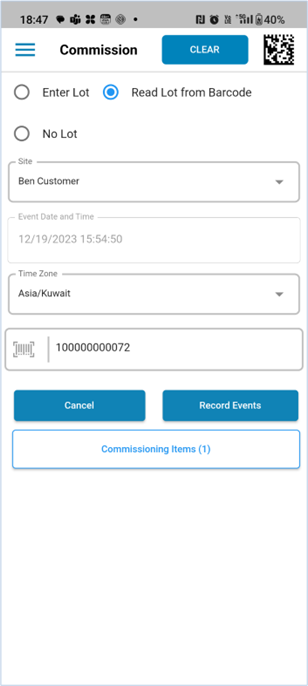 To commission serial numbers